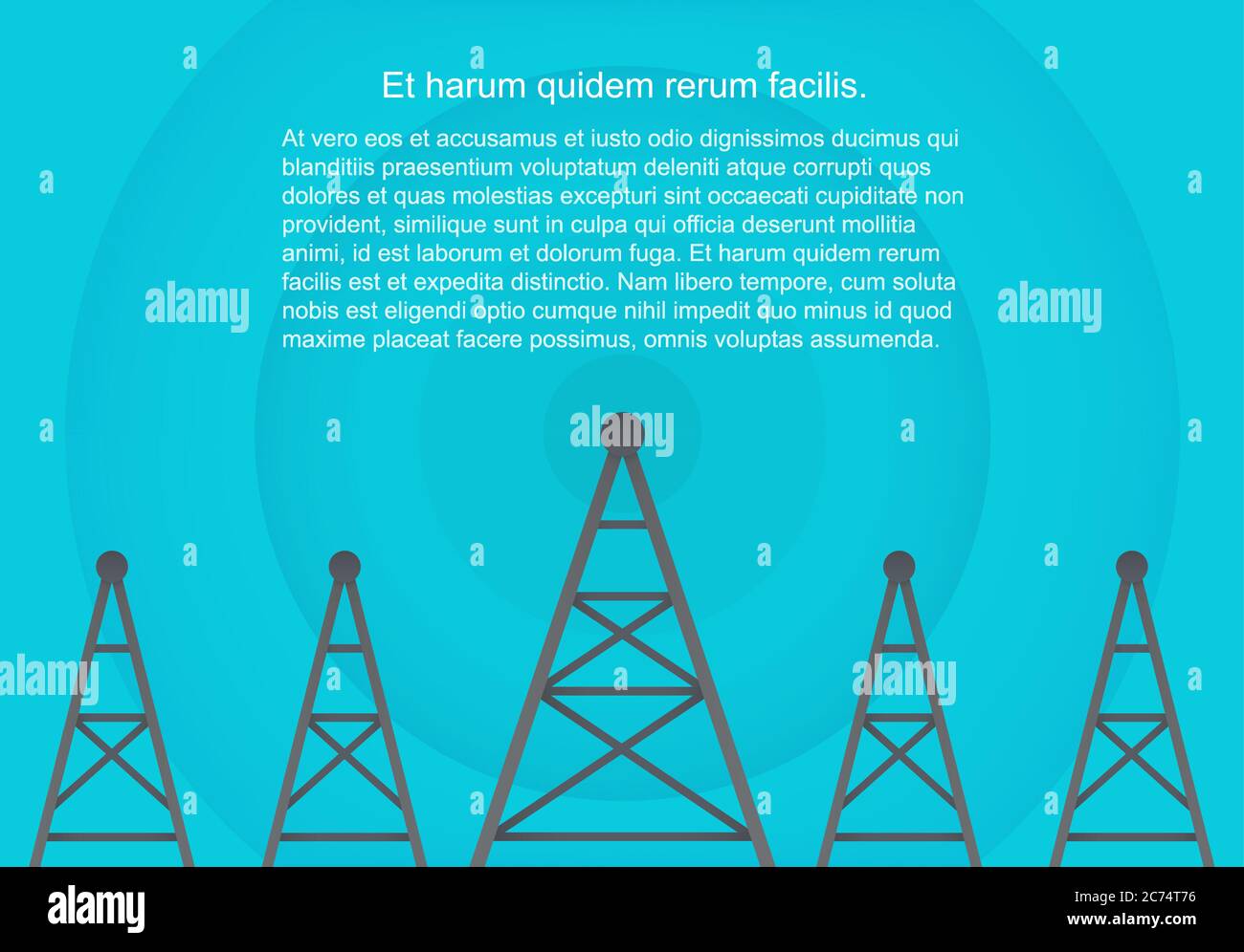 Telecommunications cellular towers in volumetric paper flat style. Data ...