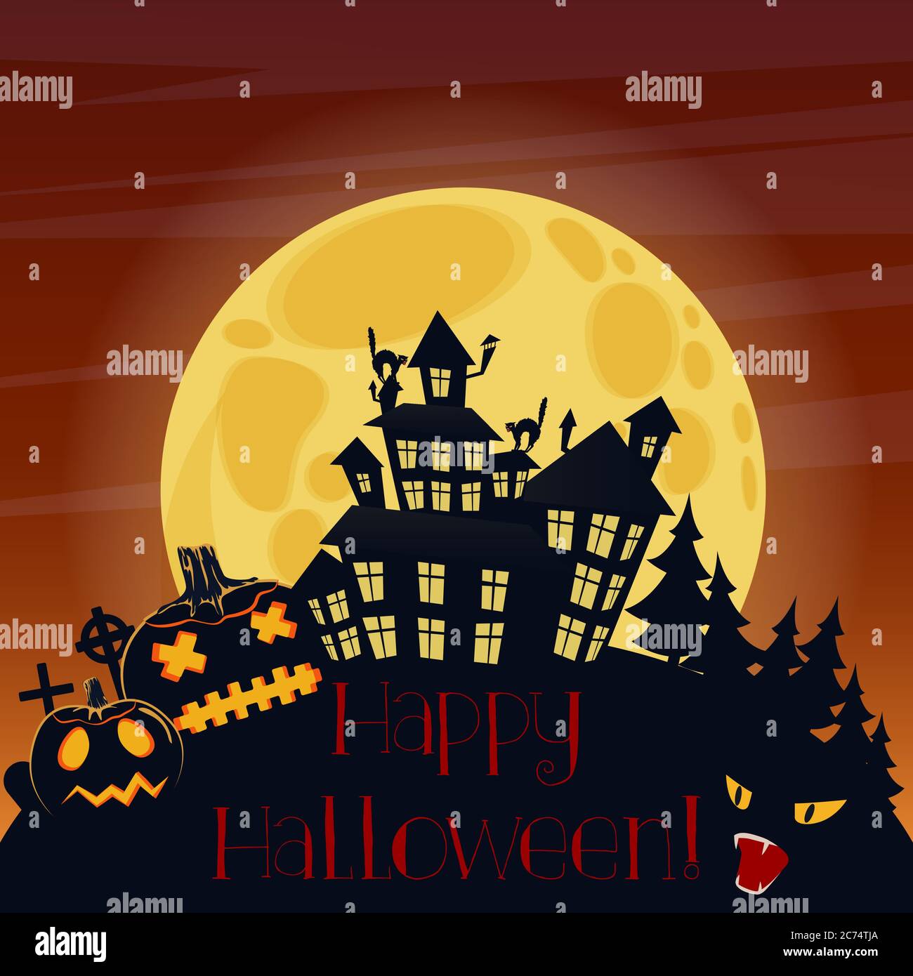 Silhouette of dark spooky house hi-res stock photography and images - Alamy