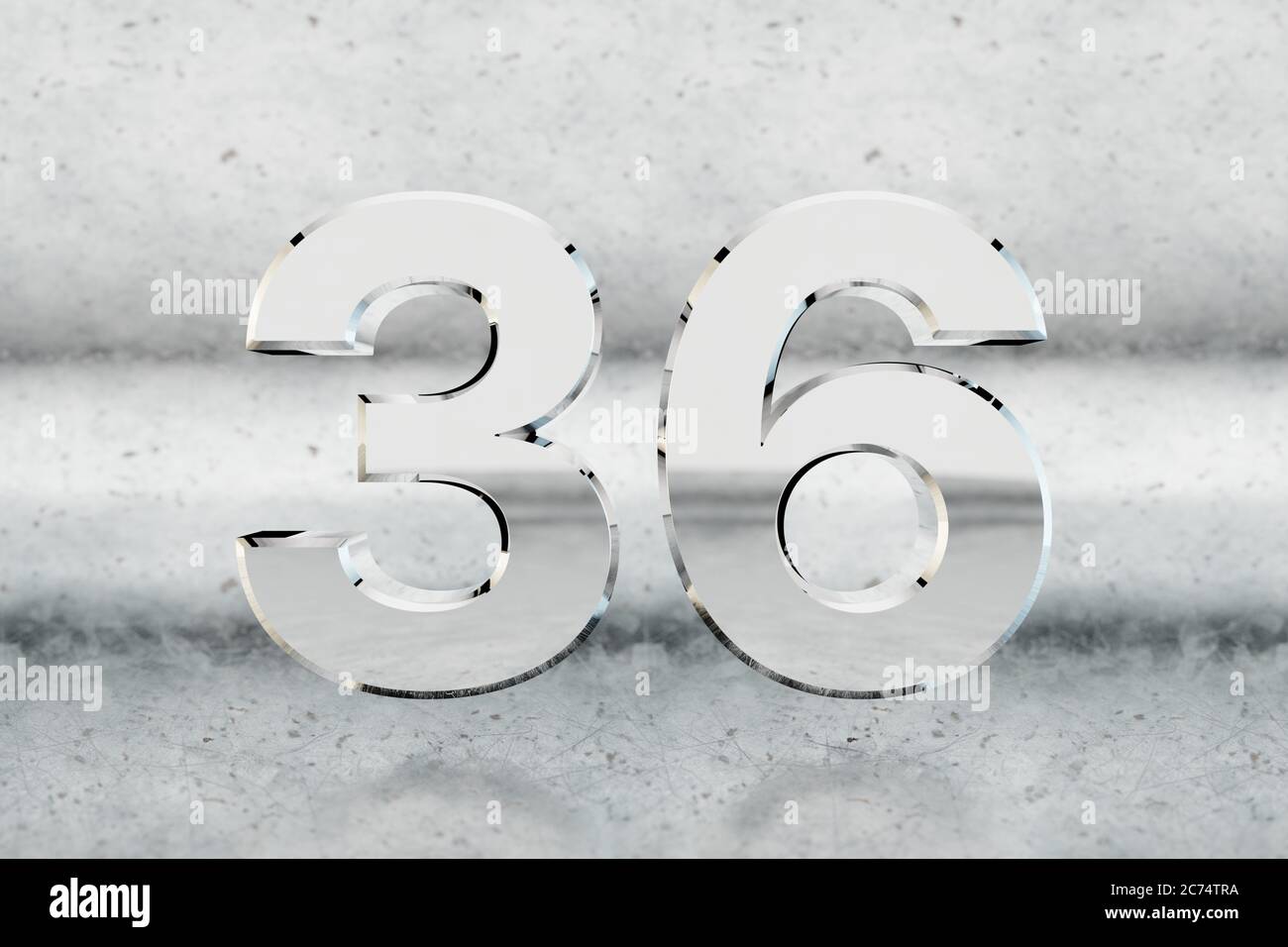 Chrome 3d number 36. Glossy chrome number on scratched metal background ...