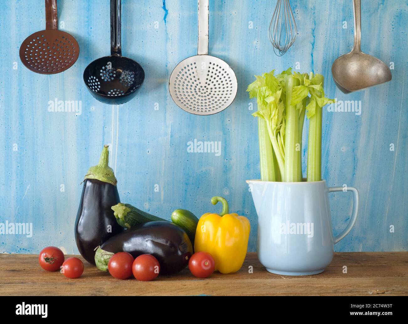 Various healthy wooden utensils kitchen hi-res stock photography and ...