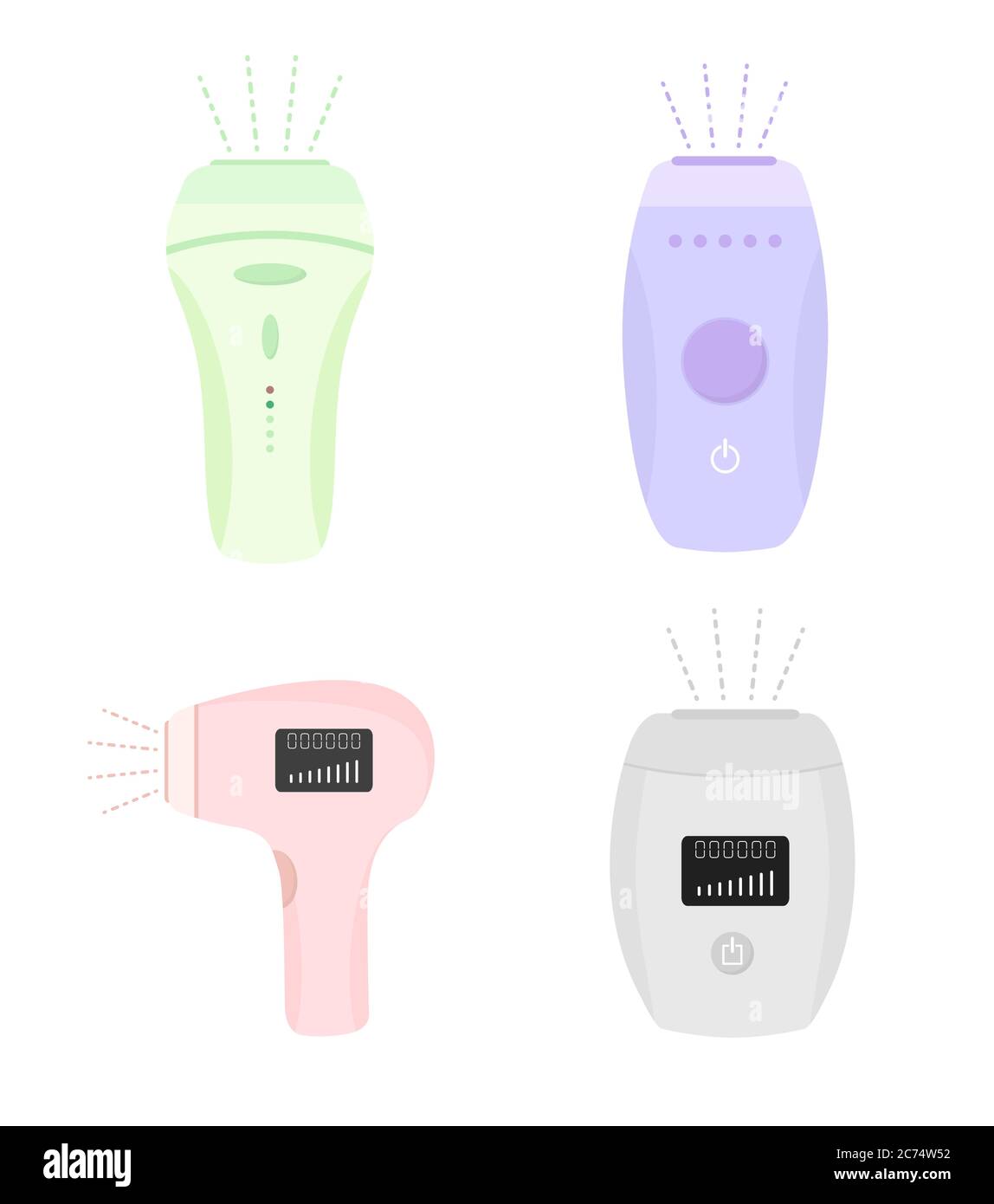 Photo and laser epilator. Hair removal procedure. Set of signs for ...