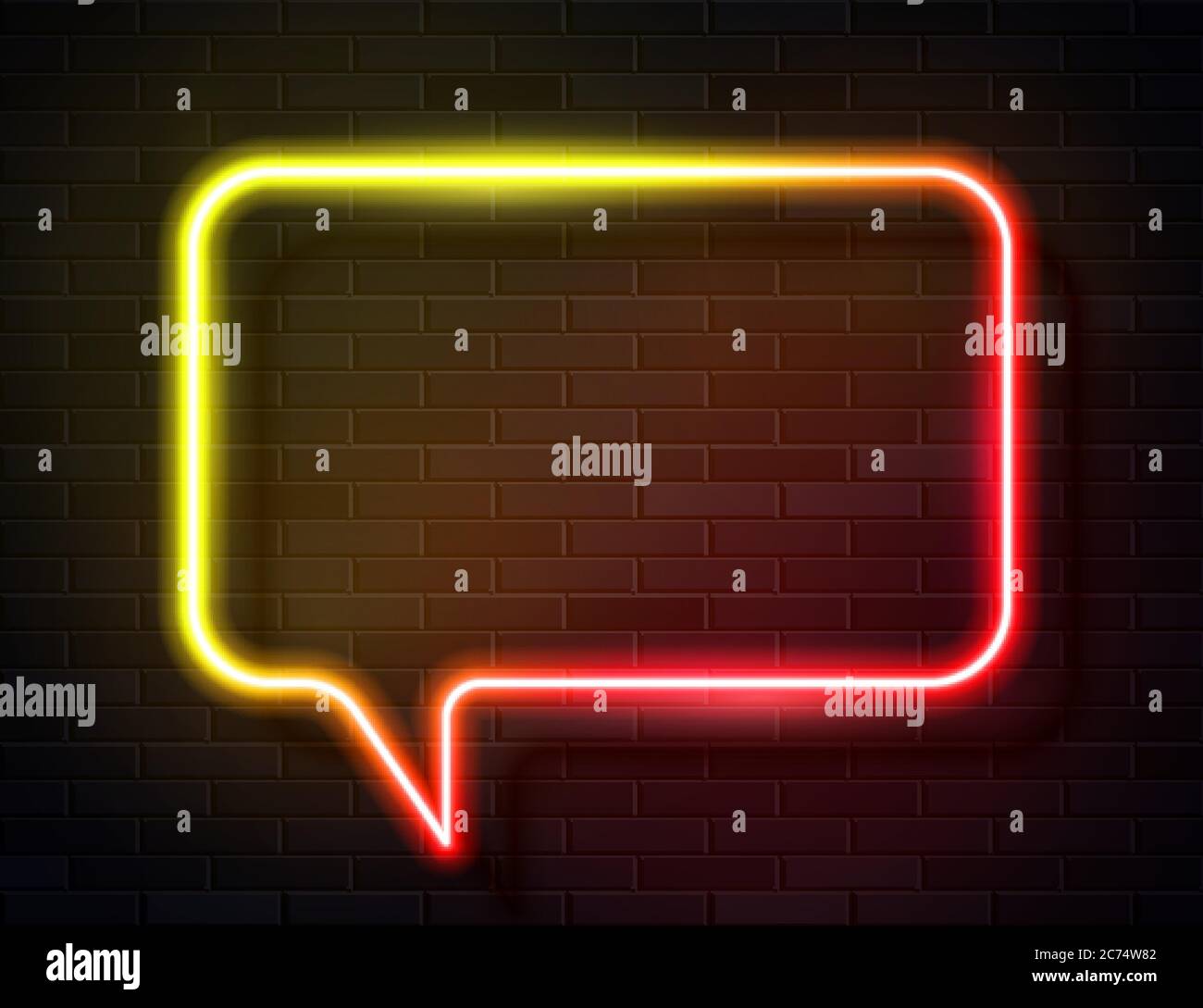 Vector Neon Yellow Glowing Speech Bubble Sign Stock Vector Image & Art ...