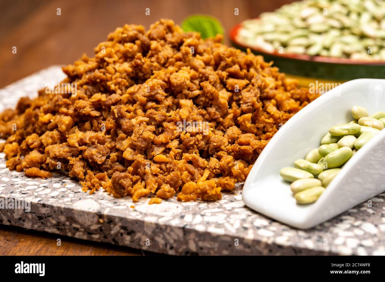 Source of fibre plant based vegan soya protein minced meat, meat free ...