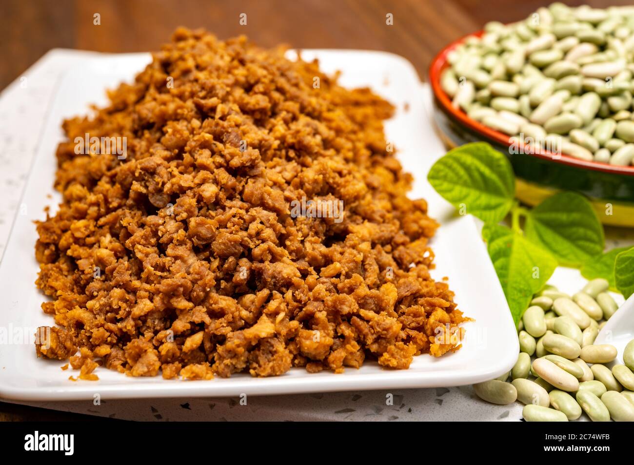 Source of fibre plant based vegan soya protein minced meat, meat free ...