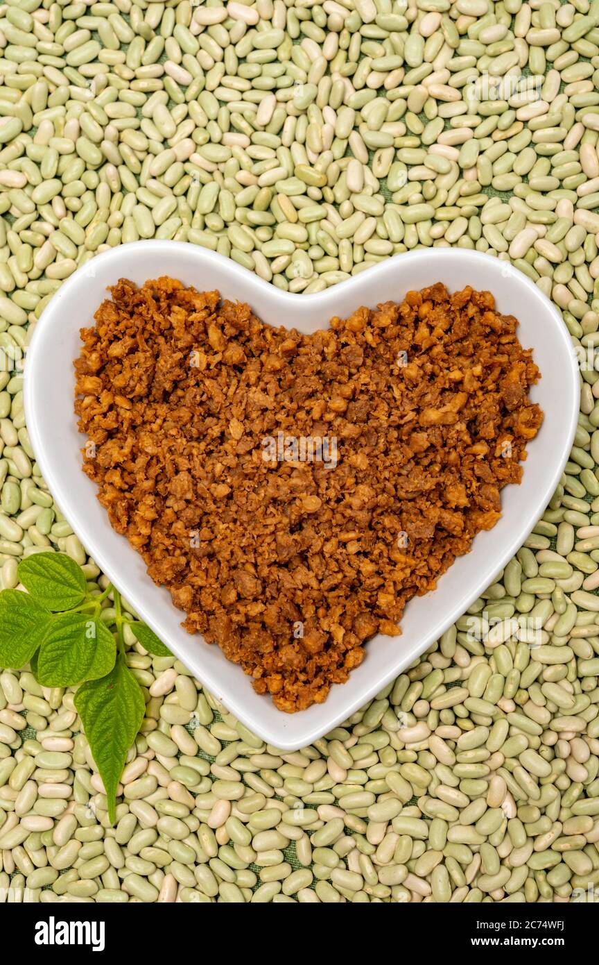 Love vegan and vegetarian food concept, plant based minced meat in ...