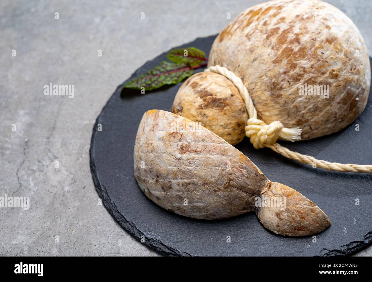 Italian semi hard matured caciocavallo cheese, handmade and aged in ...