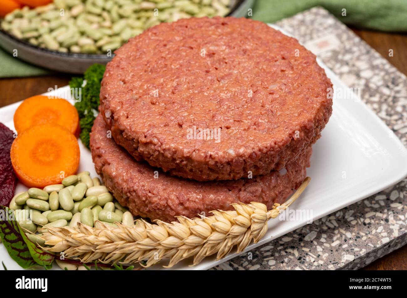 Source of fibre plant based vegan soya protein burgers, meat free ...