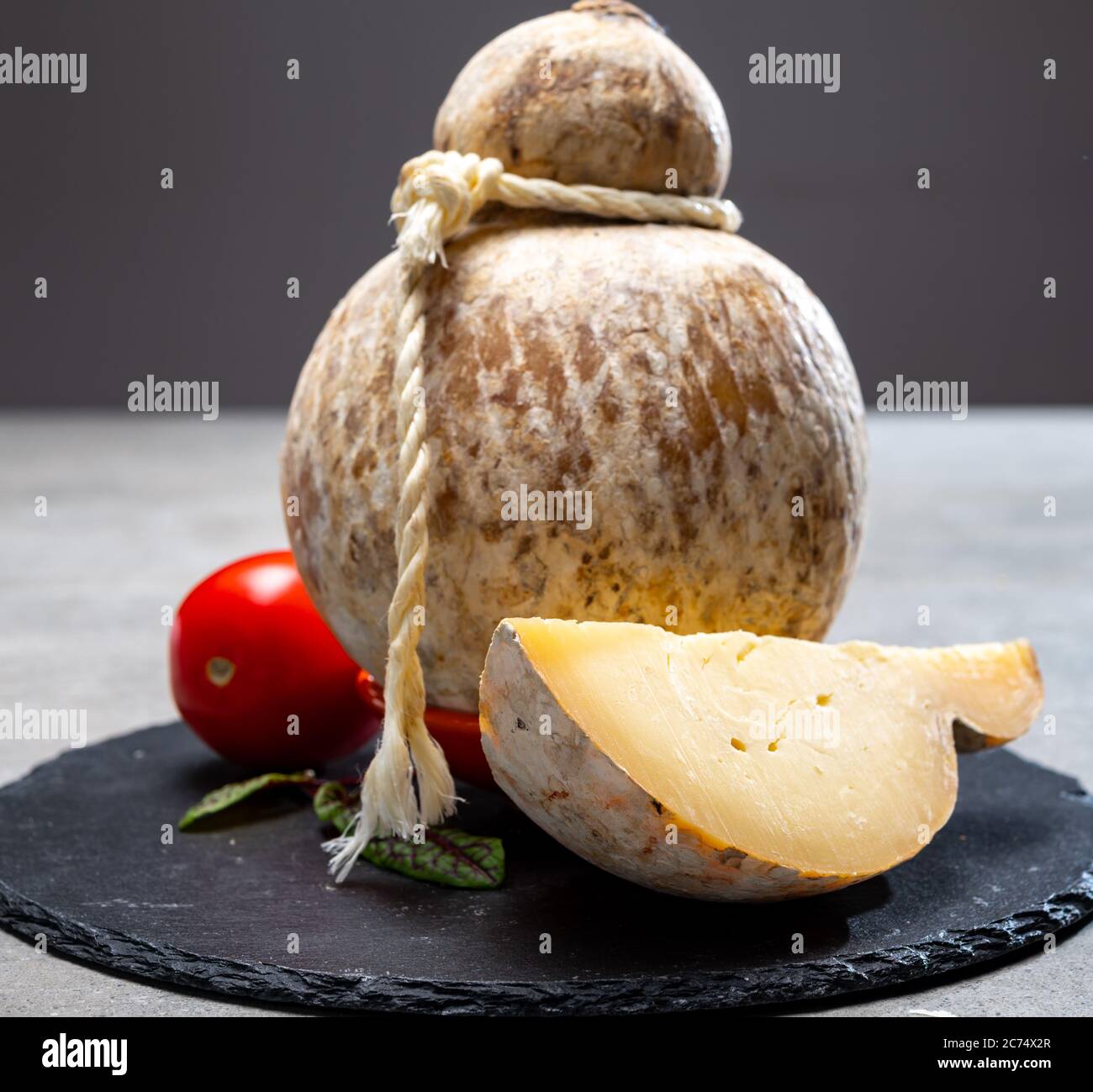 Italian semi hard matured caciocavallo cheese, handmade and aged in ...