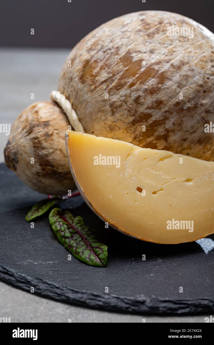 Italian semi hard matured caciocavallo cheese, handmade and aged in ...