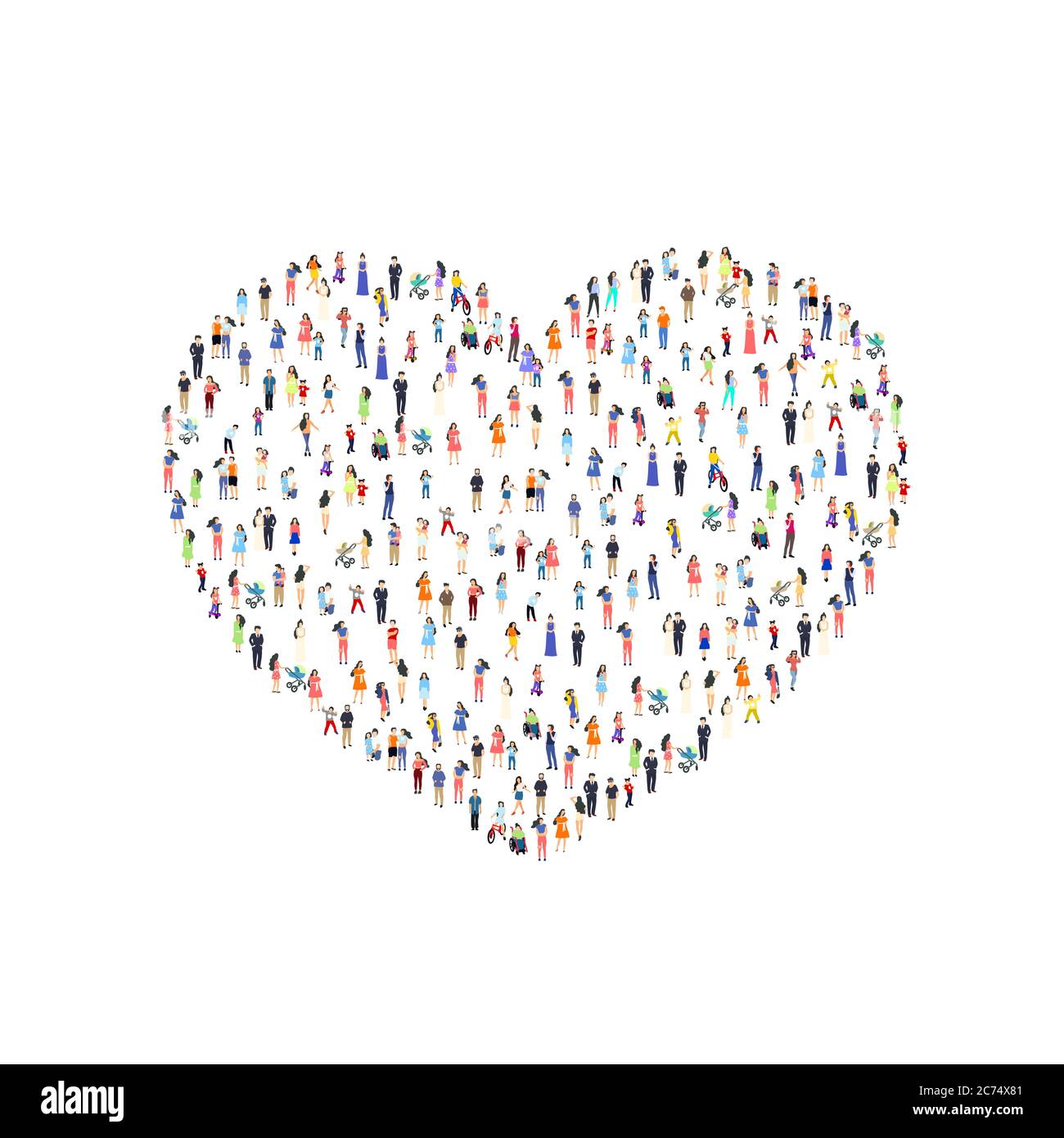 People heart sign, love family icon, isolated white background. Vector ...