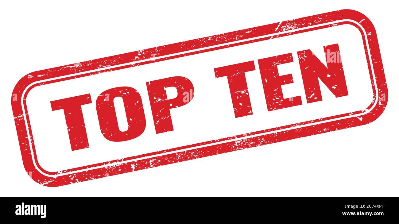 TOP TEN red grungy rectangle stamp sign Stock Photo - Alamy