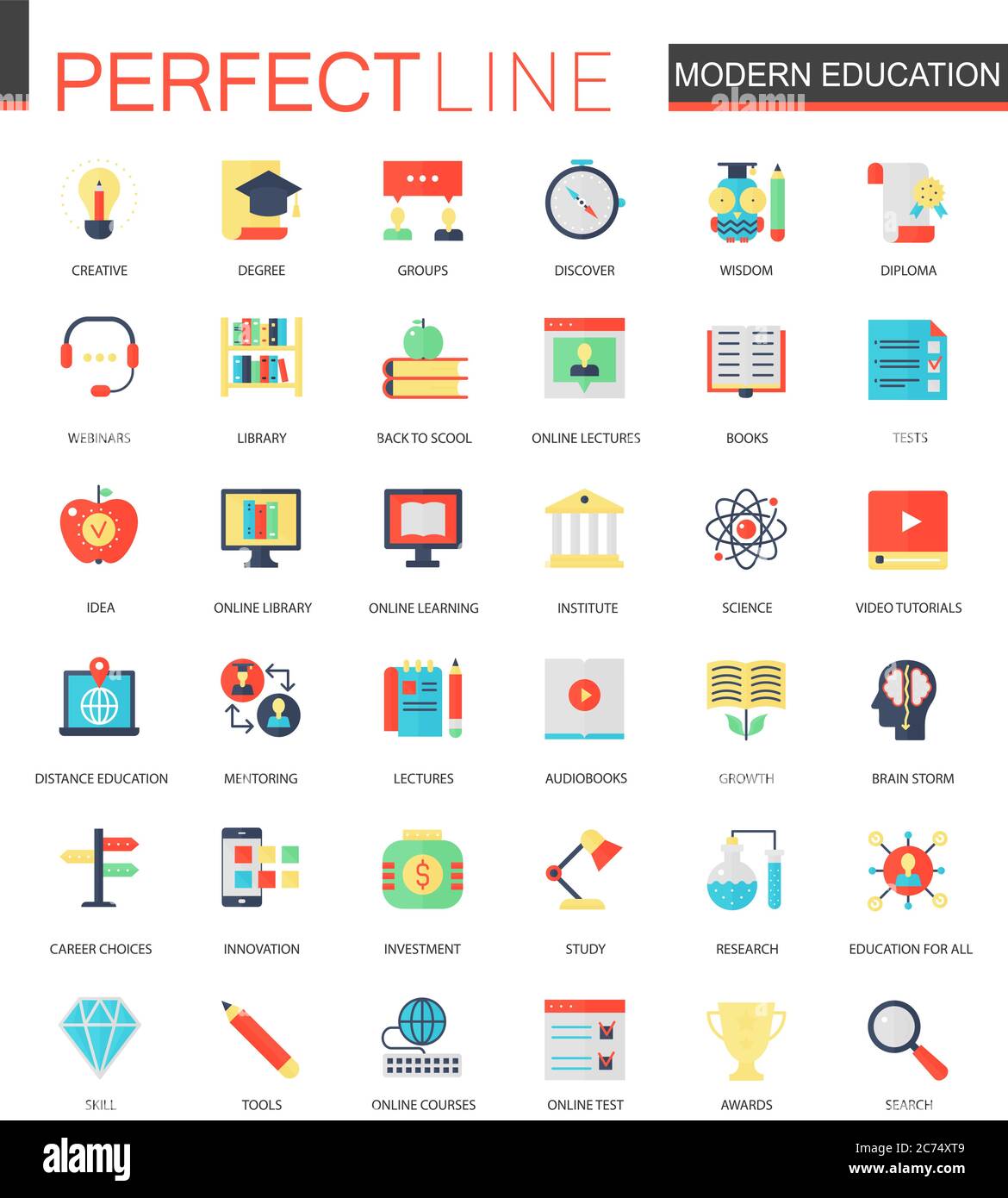 E learning icons set hi-res stock photography and images - Alamy
