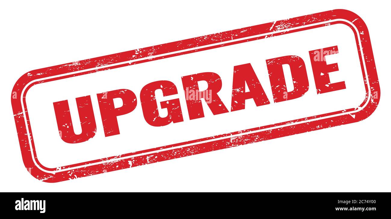 UPGRADE red grungy rectangle stamp sign Stock Photo - Alamy