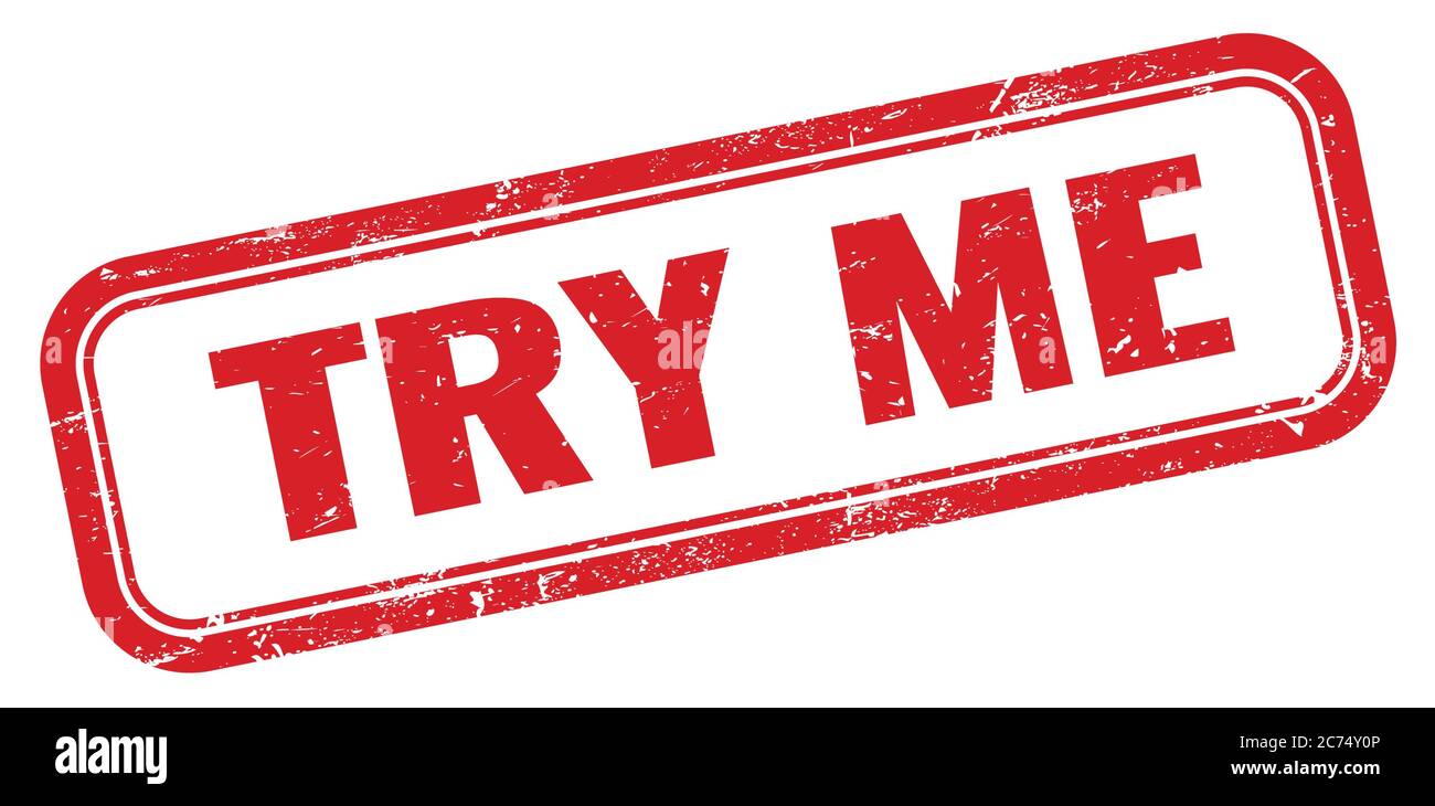 TRY ME red grungy rectangle stamp sign Stock Photo - Alamy