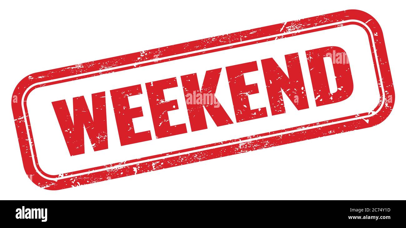 WEEKEND red grungy rectangle stamp sign Stock Photo - Alamy