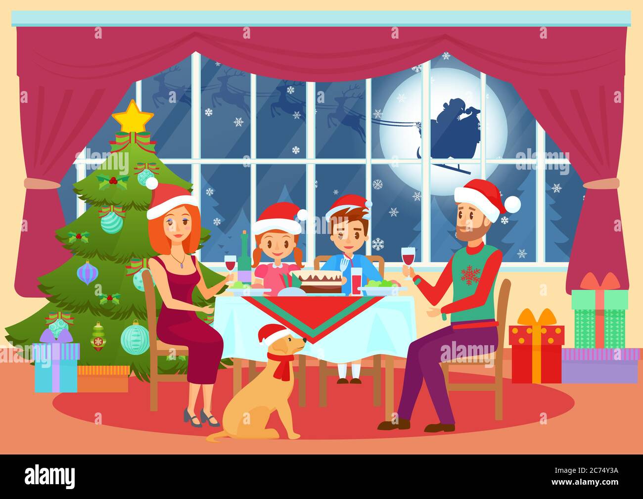 Eating Christmas Dinner Cartoon