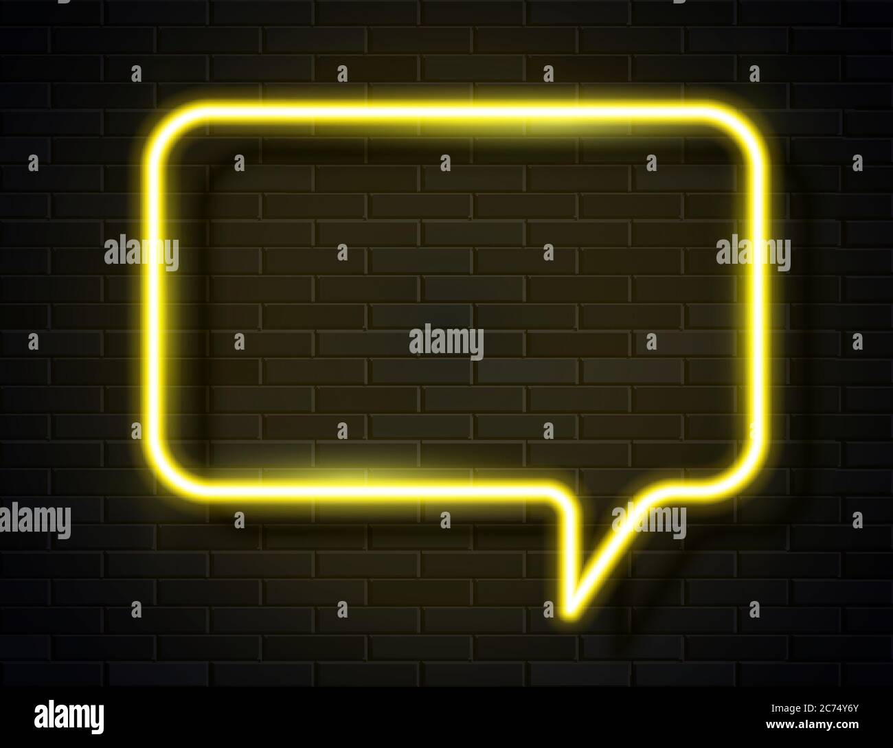 Vector Neon Yellow Glowing Speech Bubble Sign Stock Vector Image & Art ...