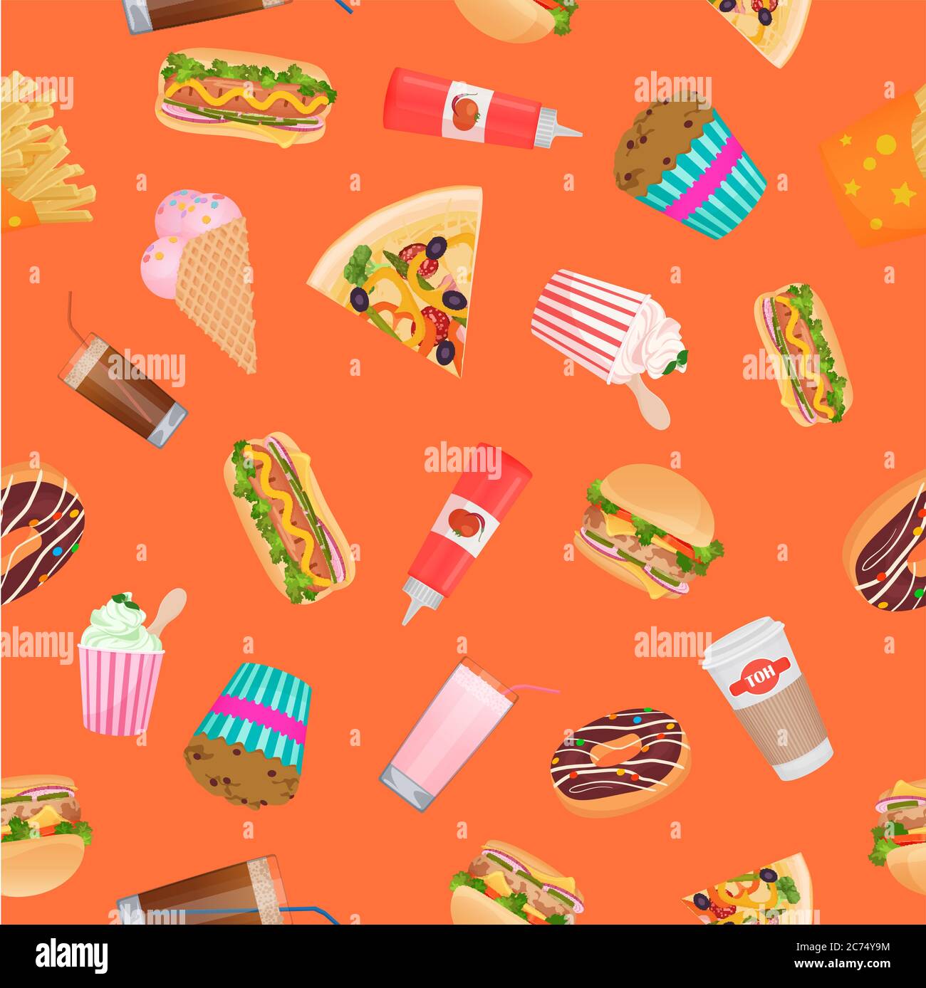 Street fast food seamless pattern. Vector illustration Stock Vector Image & Art - Alamy