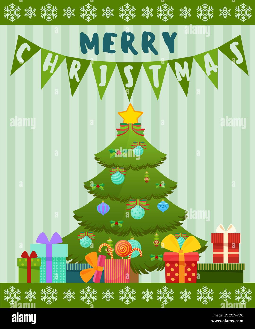 Beautiful gifts green christmas tree Stock Vector Images - Alamy