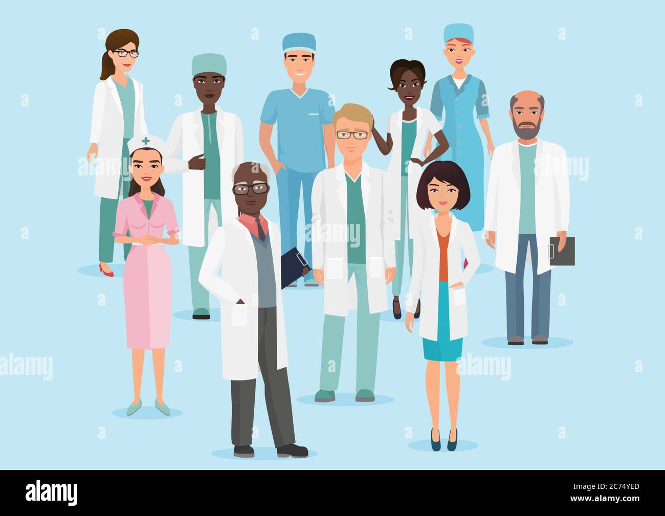 Vector Cartoon illustration of Hospital medical staff team doctors and ...