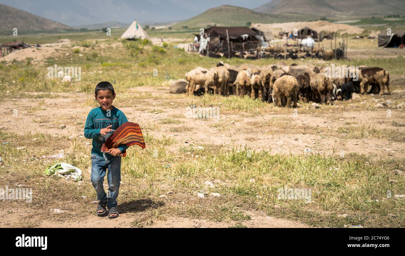 Shiraz, Iran - May 2019: Portrait of Qashqai Turkish girl with a group ...