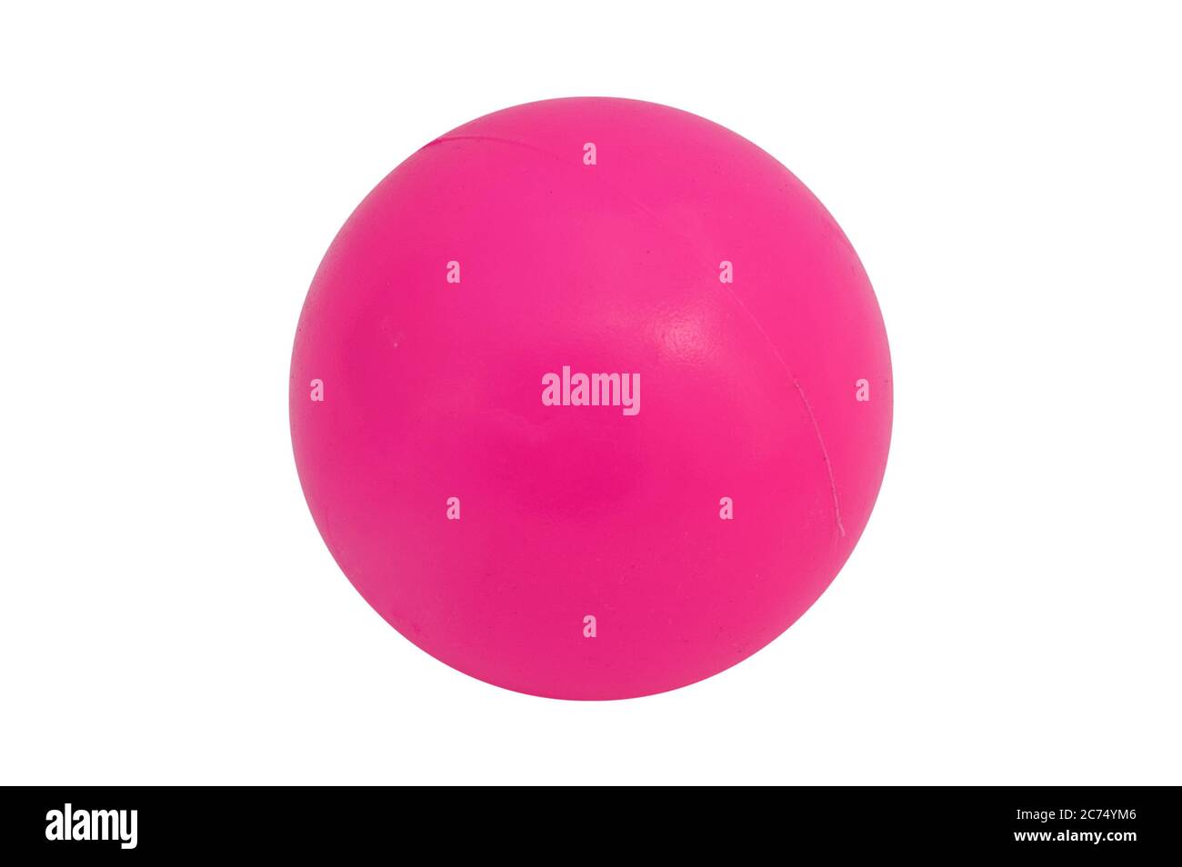 Pink round plastic ball cut out on and isolated on a white background ...