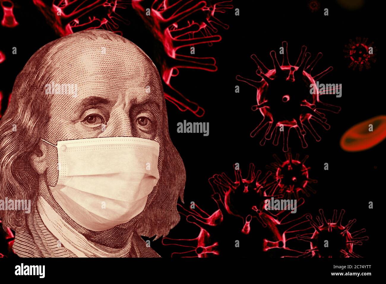 Benjamin Ben Franklin isolated face from 100 dollar banknote with a ...