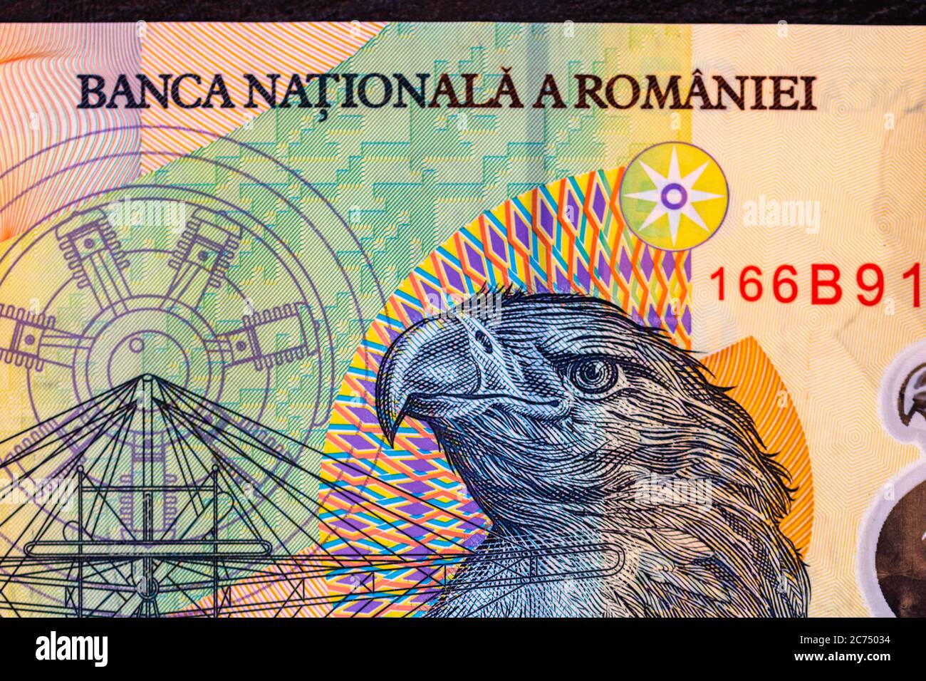 Selective focus on detail of lei banknotes. Close up macro detail of ...