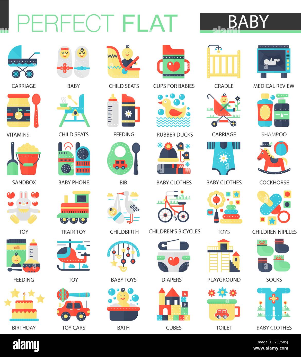 Vector set of flat Baby kid icons isolated Stock Vector Image & Art - Alamy