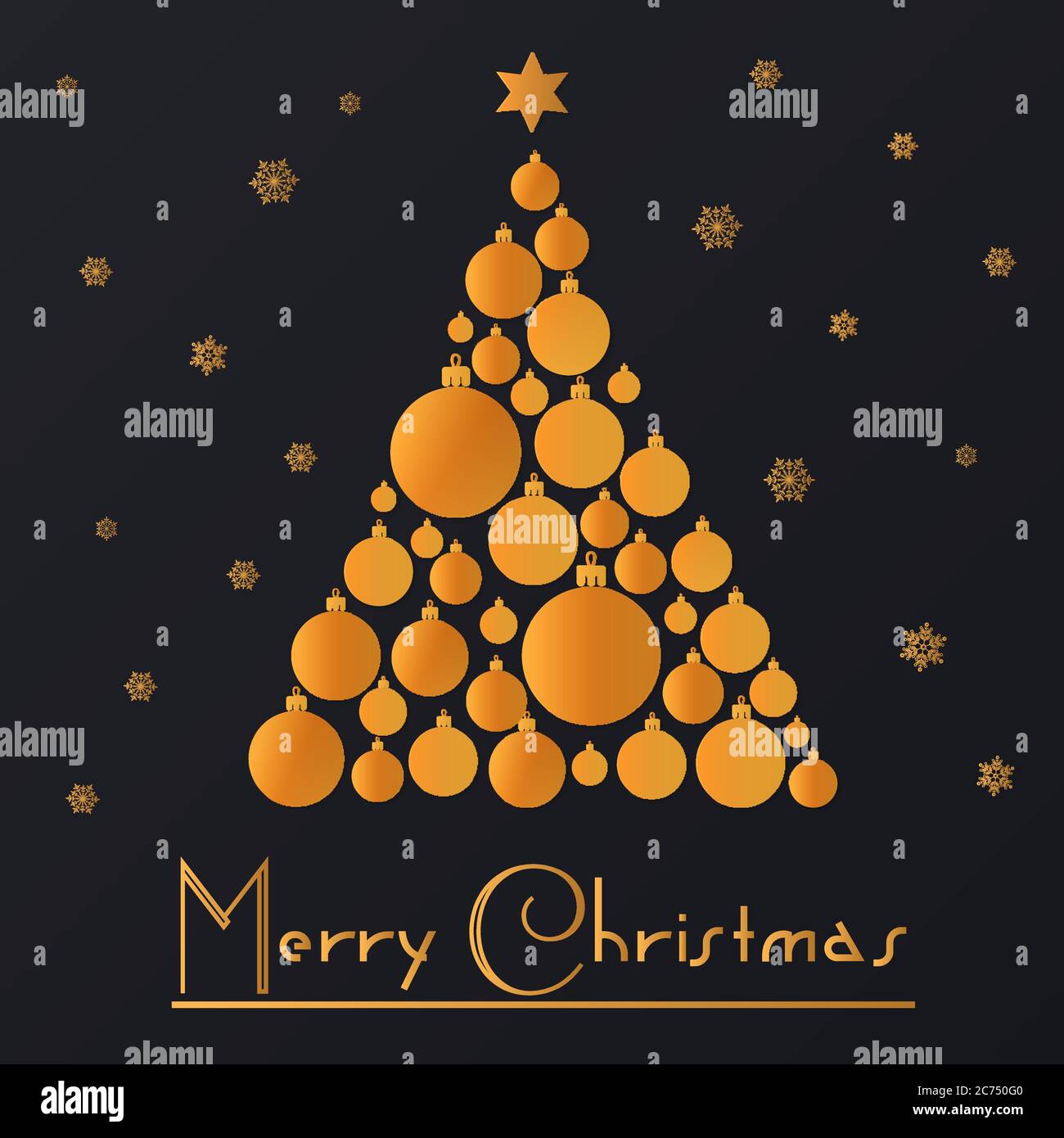 Christmas tree golden toys Stock Vector Images - Alamy