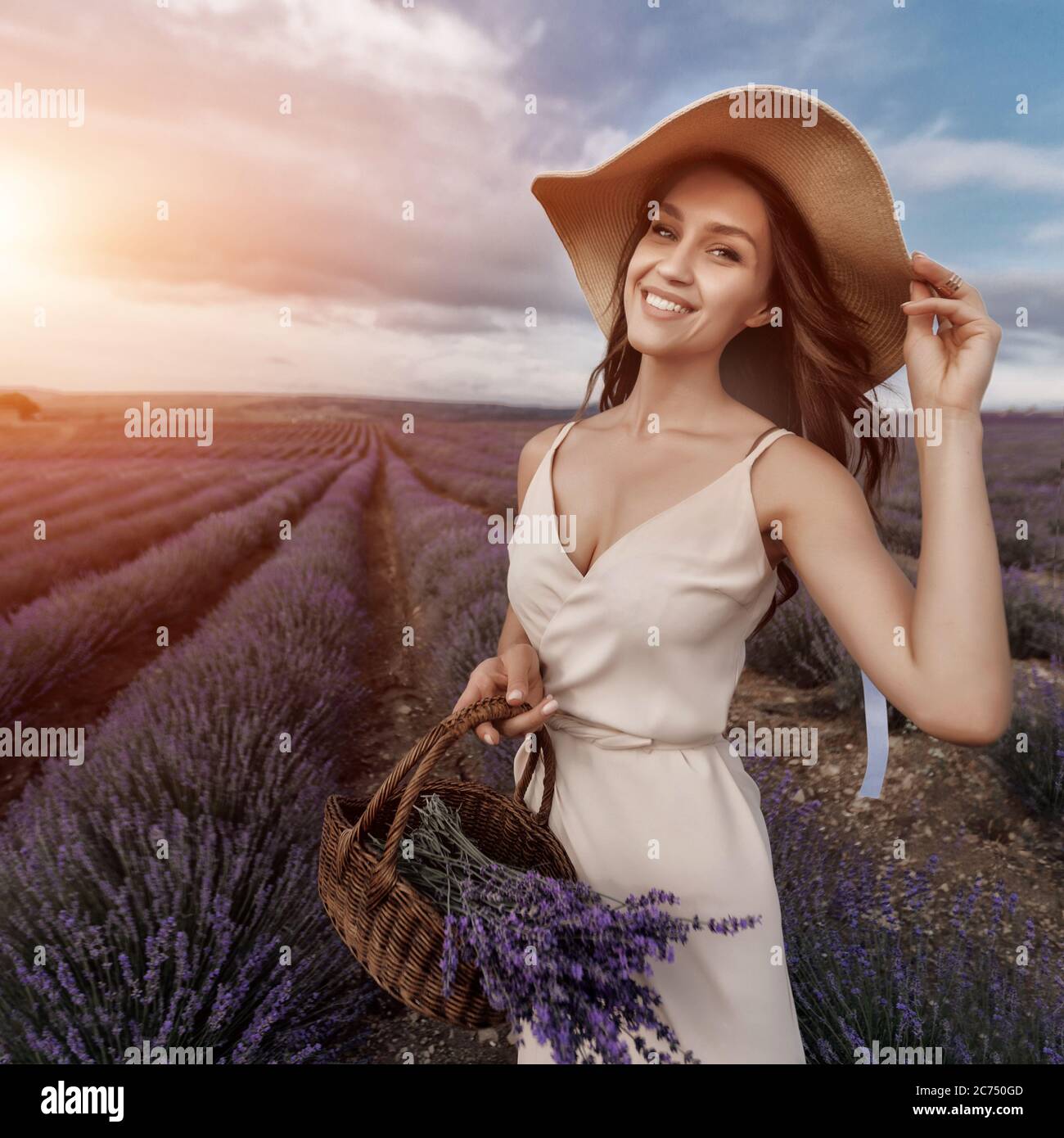 Model in lavender field hi-res stock photography and images - Alamy