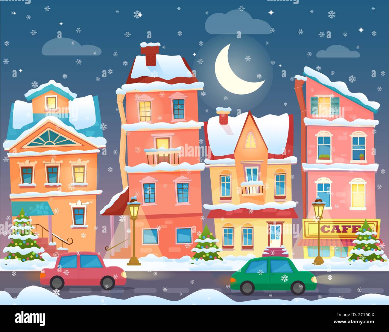 Night european city in Stock Vector Images - Alamy