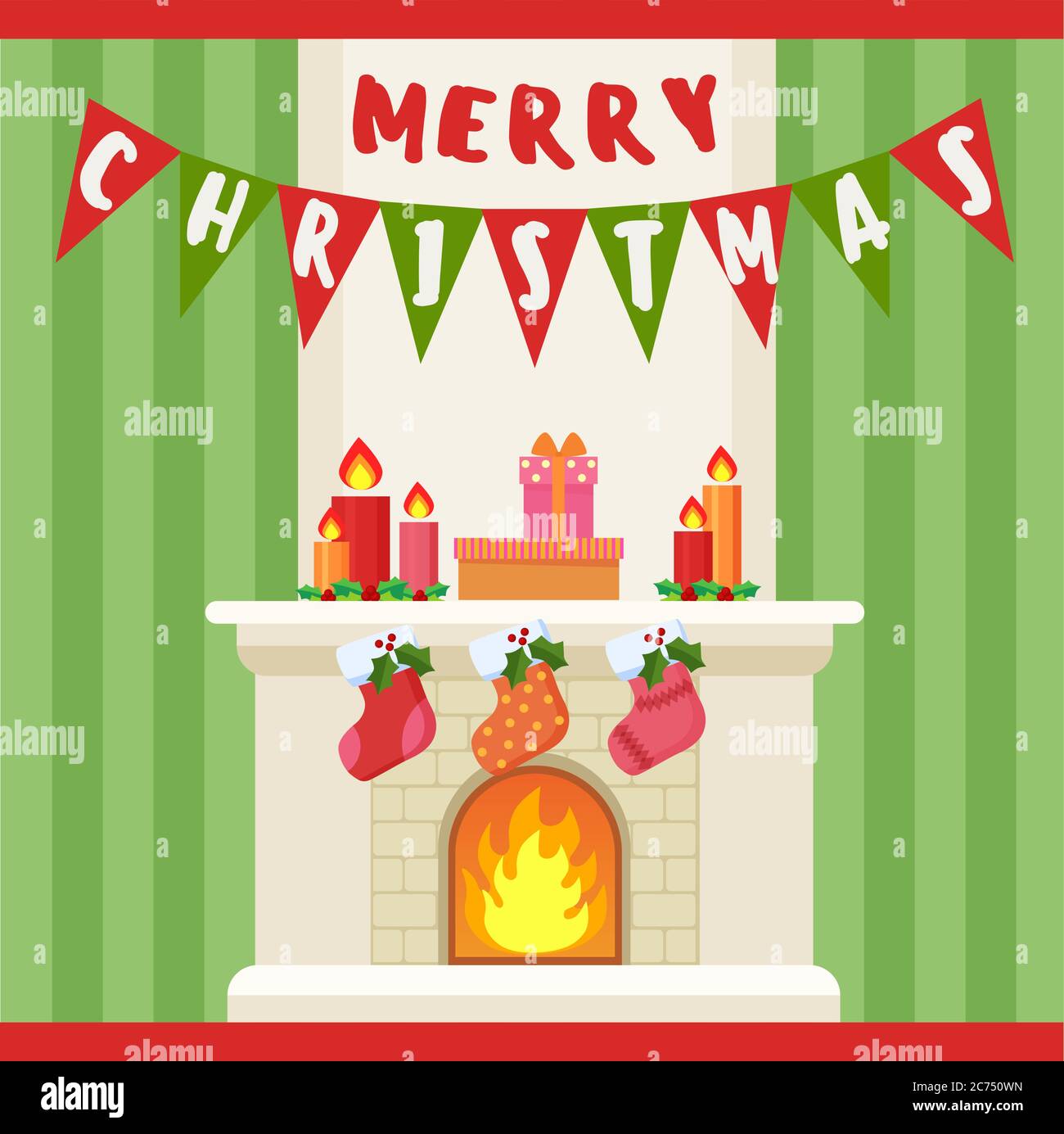 Classic christmas living room Stock Vector Images - Alamy