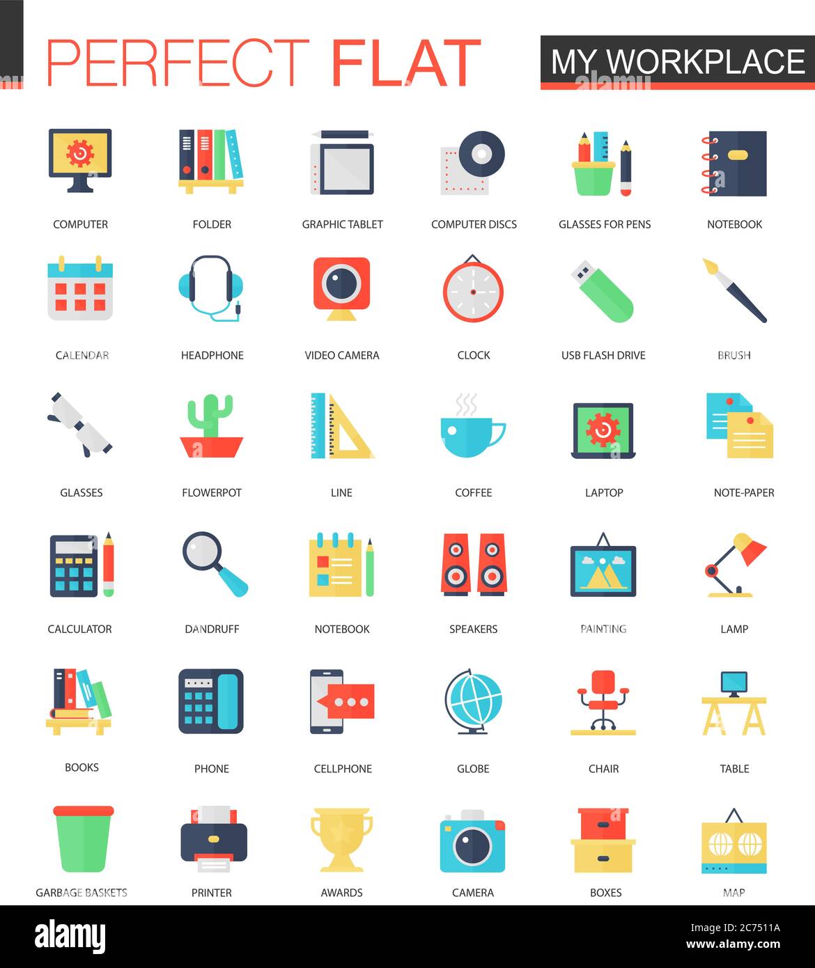 Vector set of flat My workspace icons isolated Stock Vector Image & Art ...