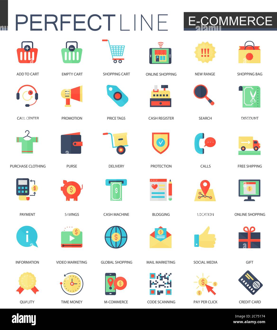 Vector set of flat E-commerce technology icons Stock Vector Image & Art ...