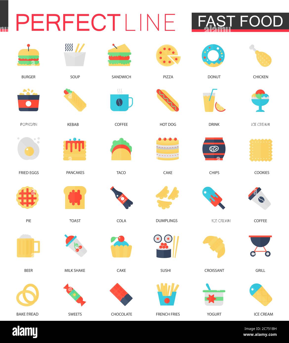 Vector set of flat Fast food icons isolated Stock Vector Image & Art ...