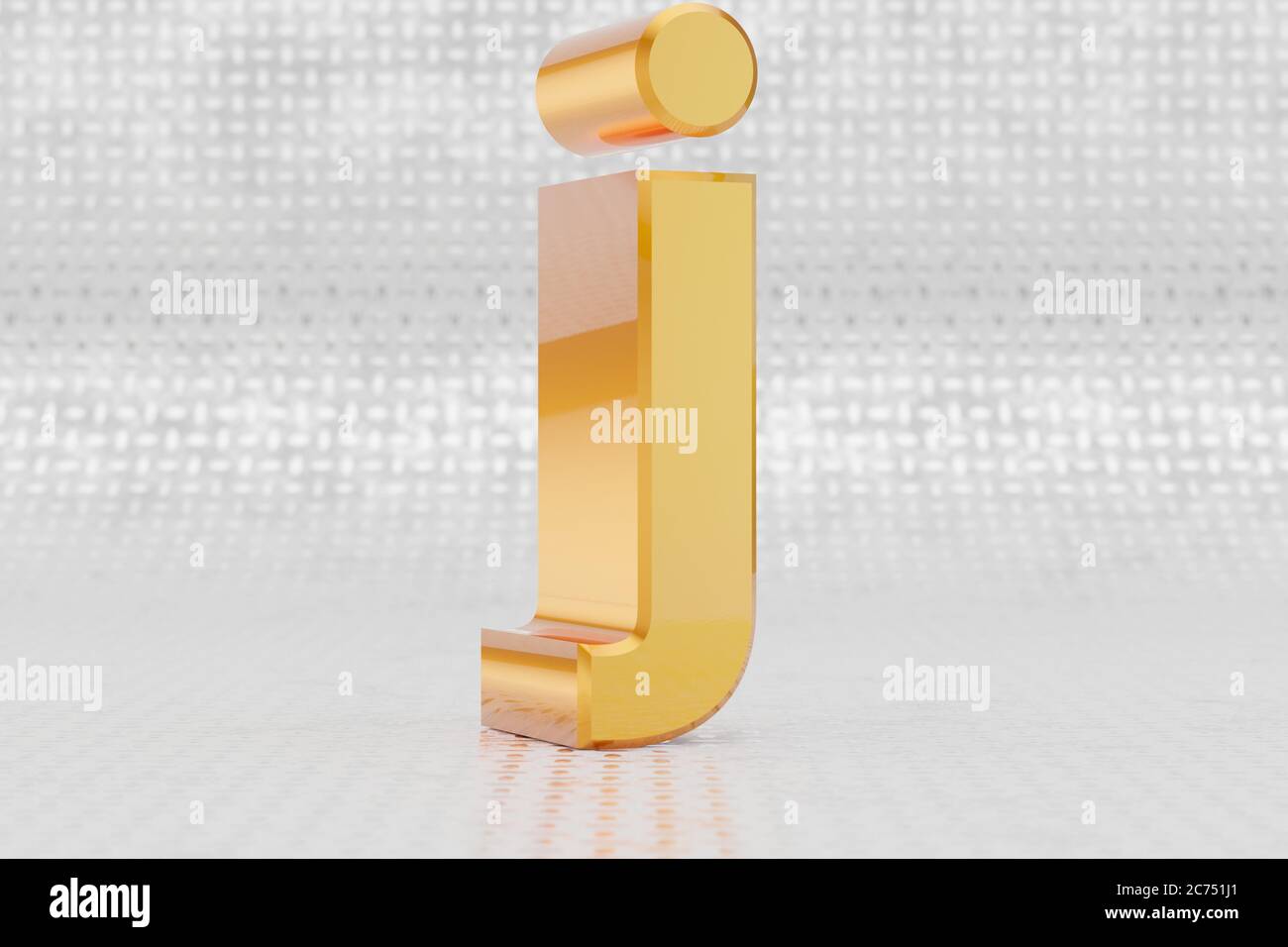 Yellow 3d letter J lowercase. Glossy yellow metallic letter on metal ...