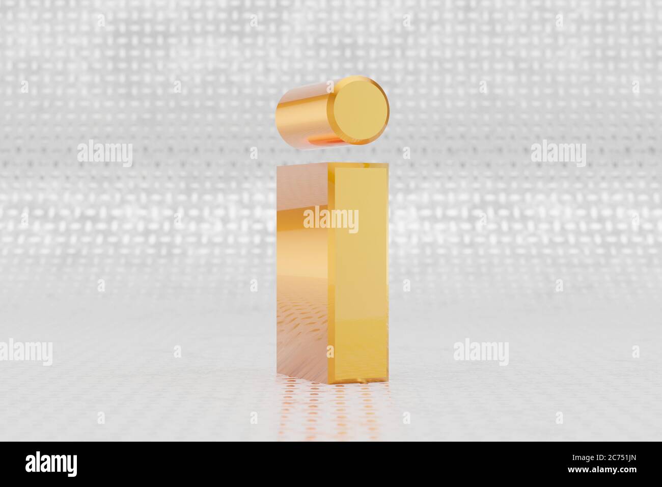 Yellow 3d letter I lowercase. Glossy yellow metallic letter on metal ...