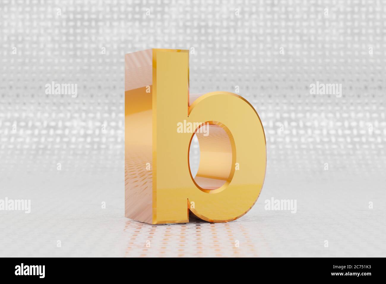 Yellow 3d letter B lowercase. Glossy yellow metallic letter on metal ...