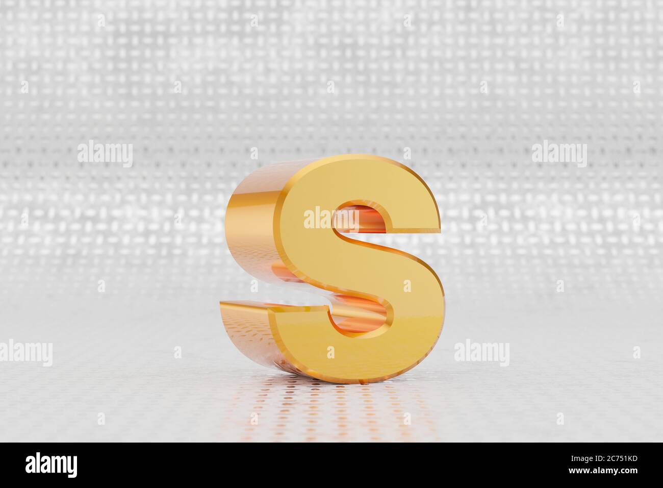 Yellow 3d letter S lowercase. Glossy yellow metallic letter on metal ...