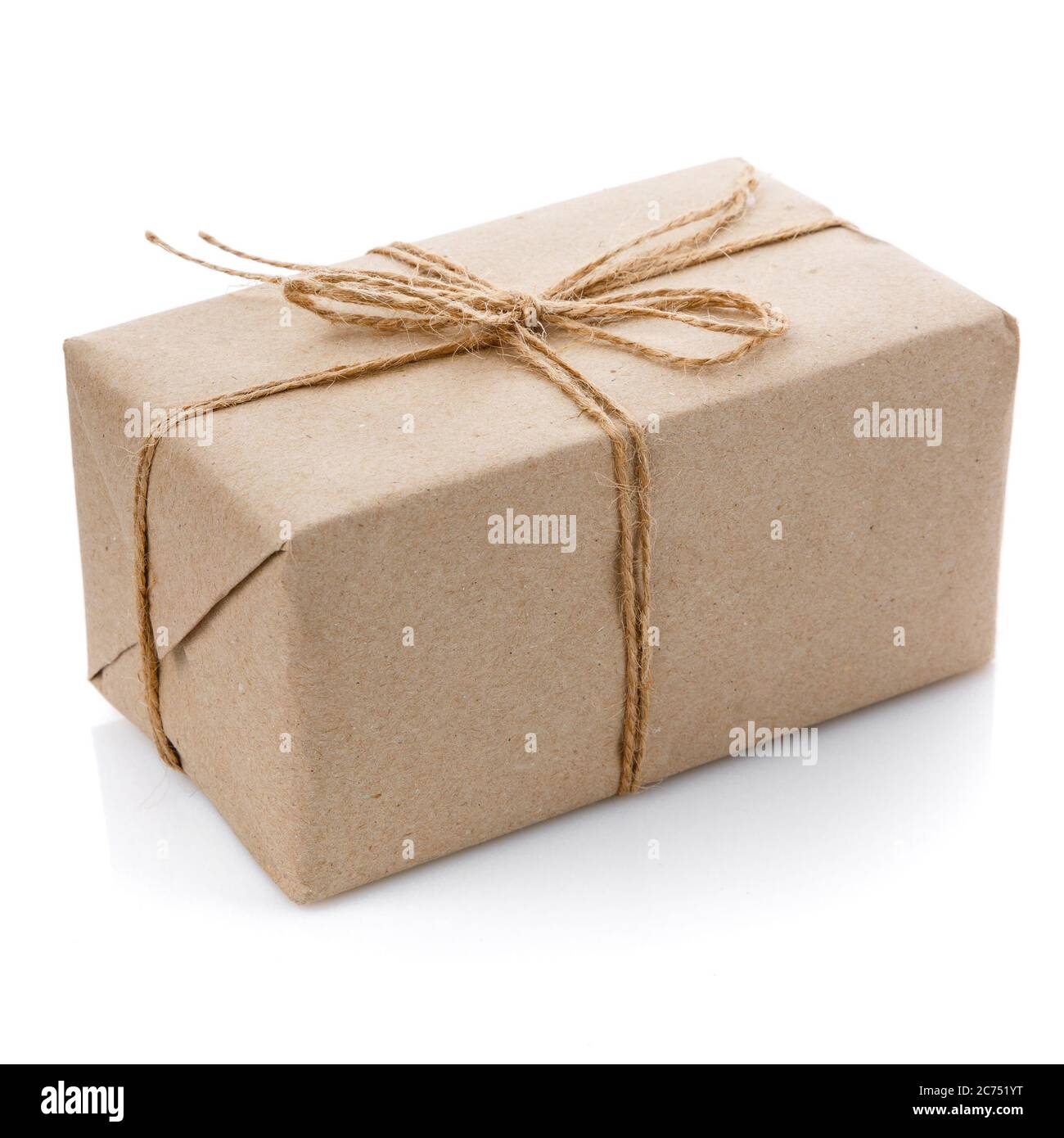 Box wrapped in kraft paper on a white background Stock Photo - Alamy