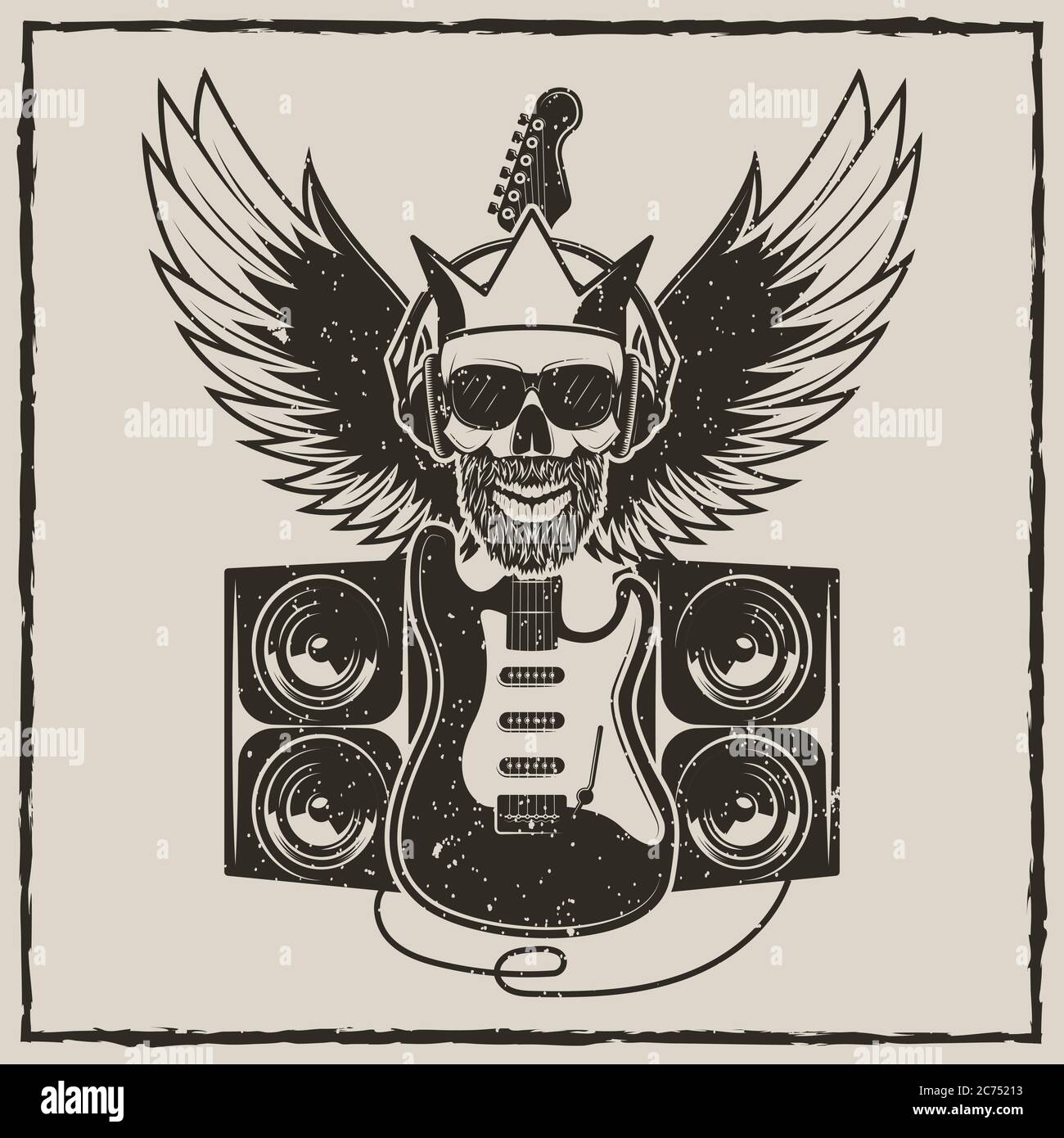Vintage rock star skull Stock Vector Images - Alamy