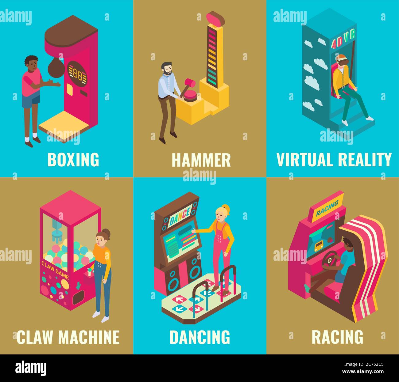 Amusement arcade game machine icon set vector flat isometric illustration Stock Vector Image ...