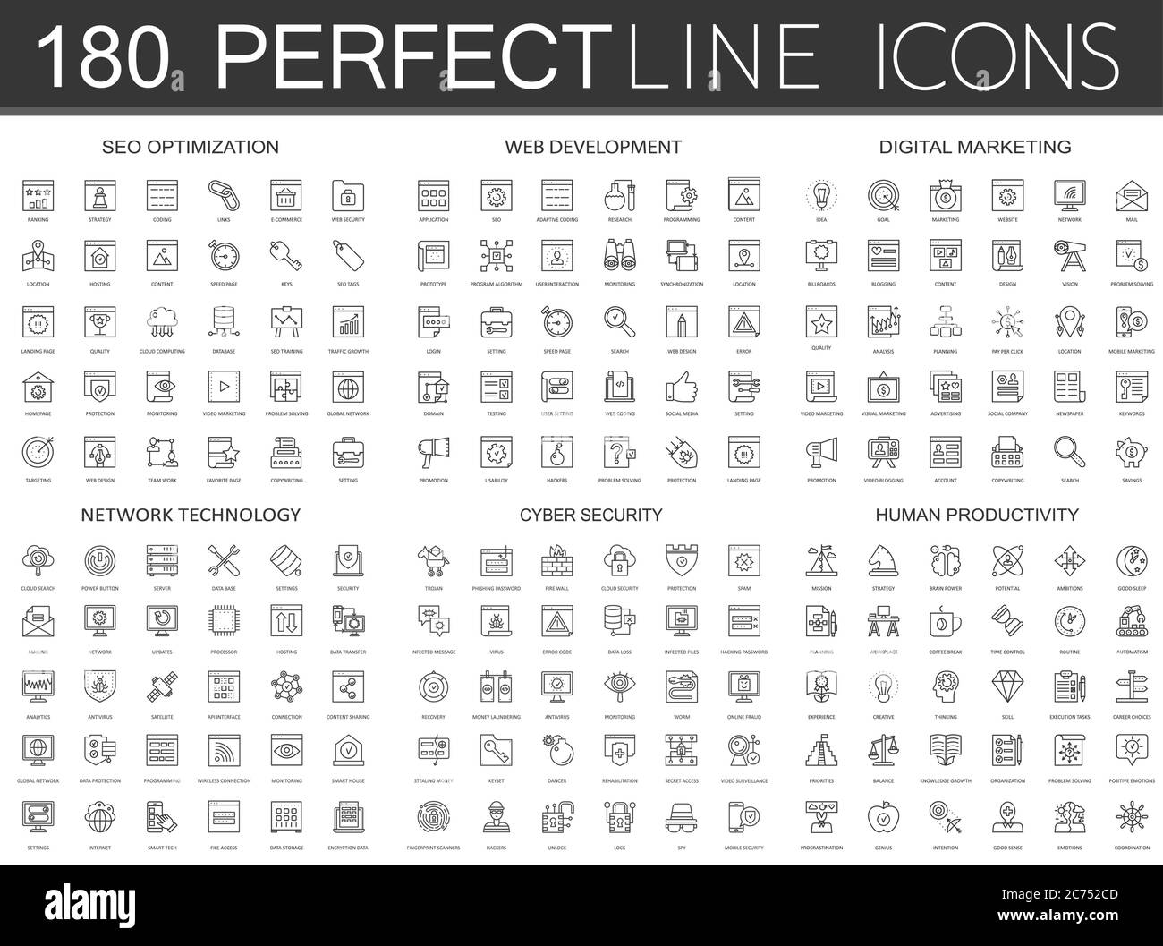 180 modern thin line icons set of seo optimization, web development ... 180 modern thin line icons set of seo optimization, web development ...