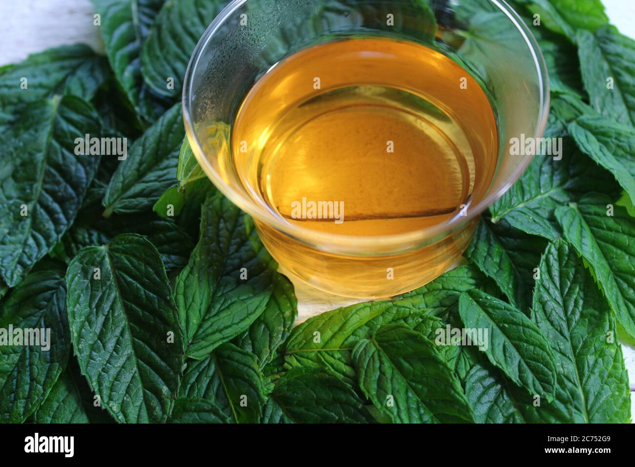 The picture shows peppermint tea and peppermint leaves Stock Photo - Alamy