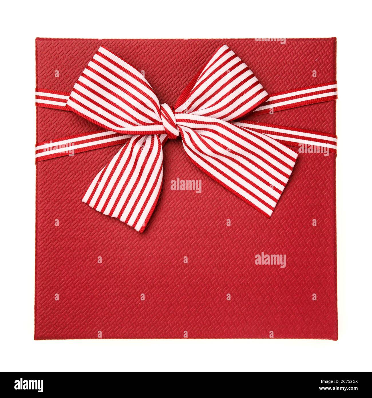 Gift box with white and red ribbon isolated on white background Stock ...