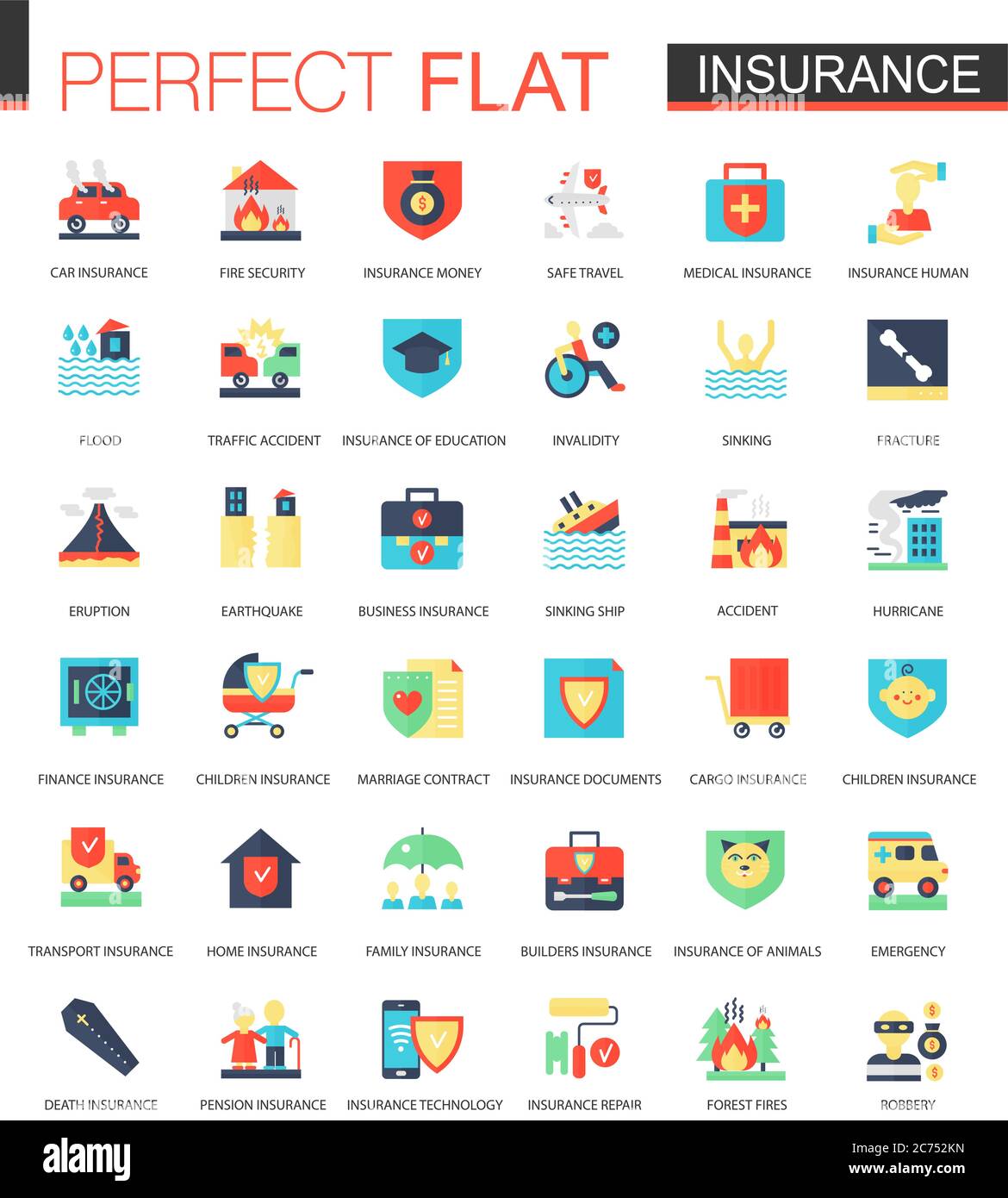 Vector set of flat Insurance icons isolated Stock Vector Image & Art ...
