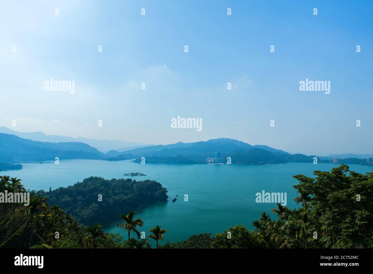 Aerial view of Sun Moon Lake, Yuchi Township, Nantou County, Taiwan ...