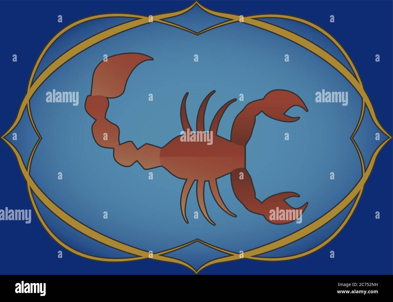 Zodiac Sign. Scorpio. Red scorpion inside in an ornamental frame ...