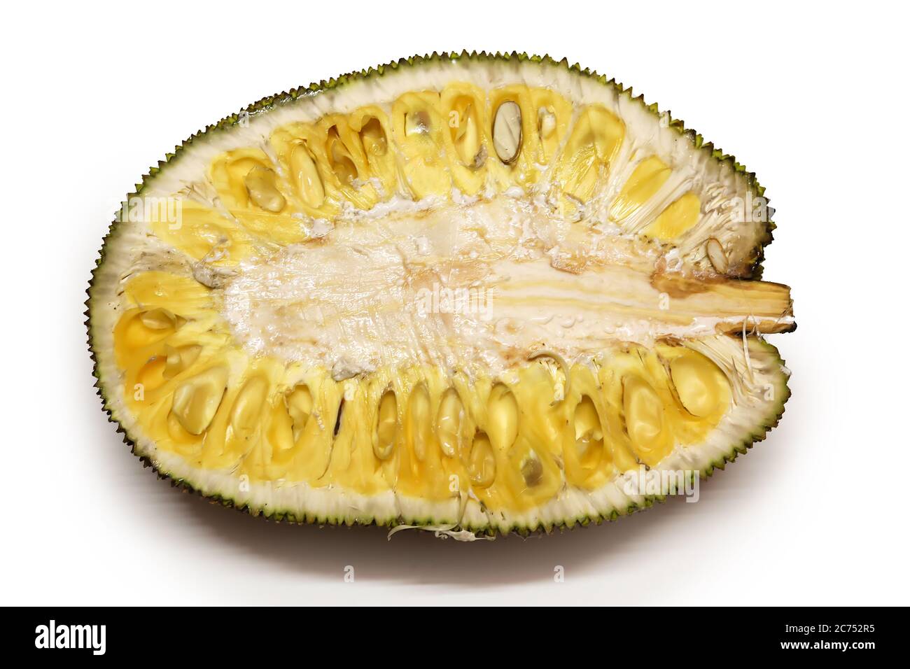 yellow color of half piece ripe jackfruit with white backgrounds Stock ...